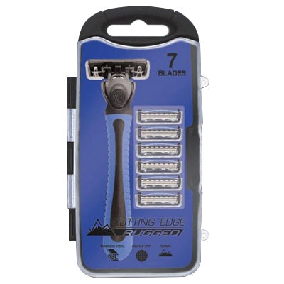 CUTTING EDGE RUGGED MANUAL RAZOR BLUE W/ 6 RAZOR HEAD REFILLS #6998483