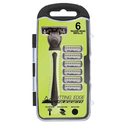 CUTTING EDGE RUGGED MANUAL RAZOR GREEN W/ 6 RAZOR HEAD REFILLS #699848