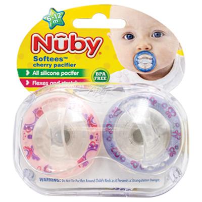 Nuby Baby Pacifier Softees Cherry Med 6-12 Mnth (DL/4) #56998703